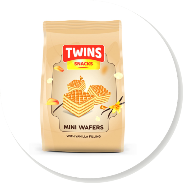 Mini Wafers – Vanilla 150g – Twins Products Ltd